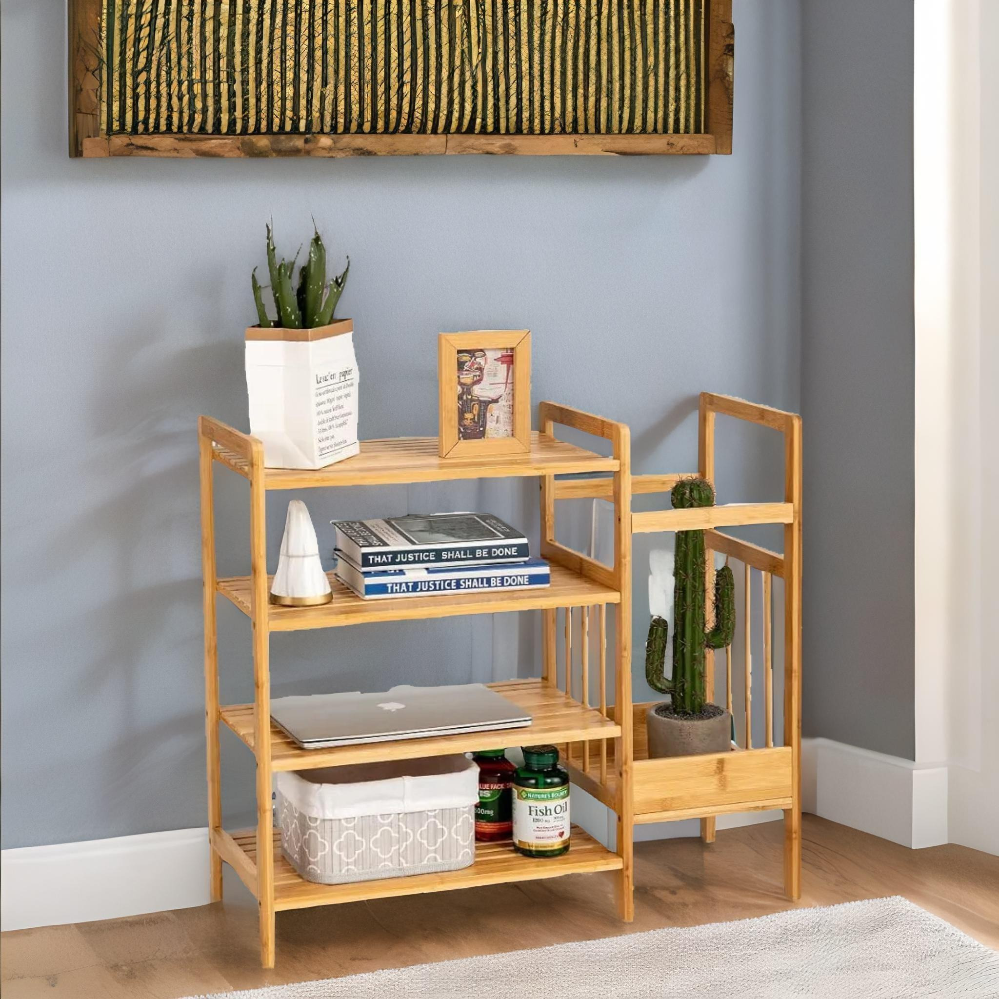 Bamboo 4 Tier Shoe Rack With Umbrella Holder by Debenhams | ufurnish.com