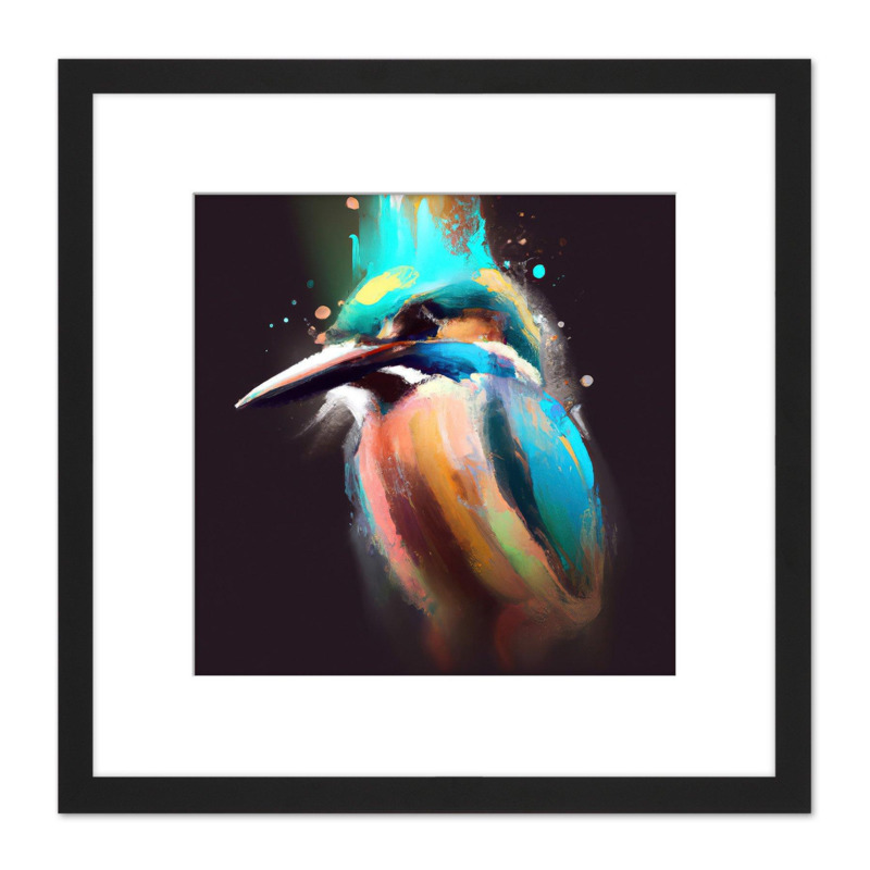 Kingfisher Abstract Paint Splatter Bird Watercolour Painting Teal ...