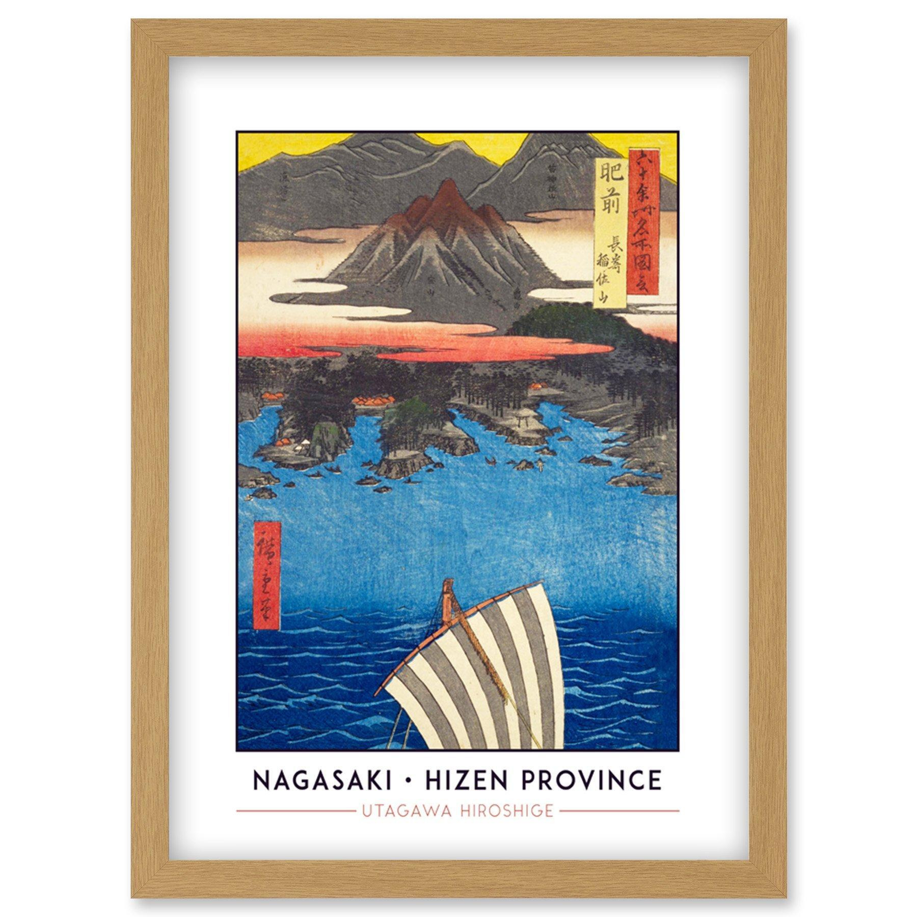 Nagasaki, Mount Inasa Hizen Province Utagawa Hiroshige Japan Woodblock ...