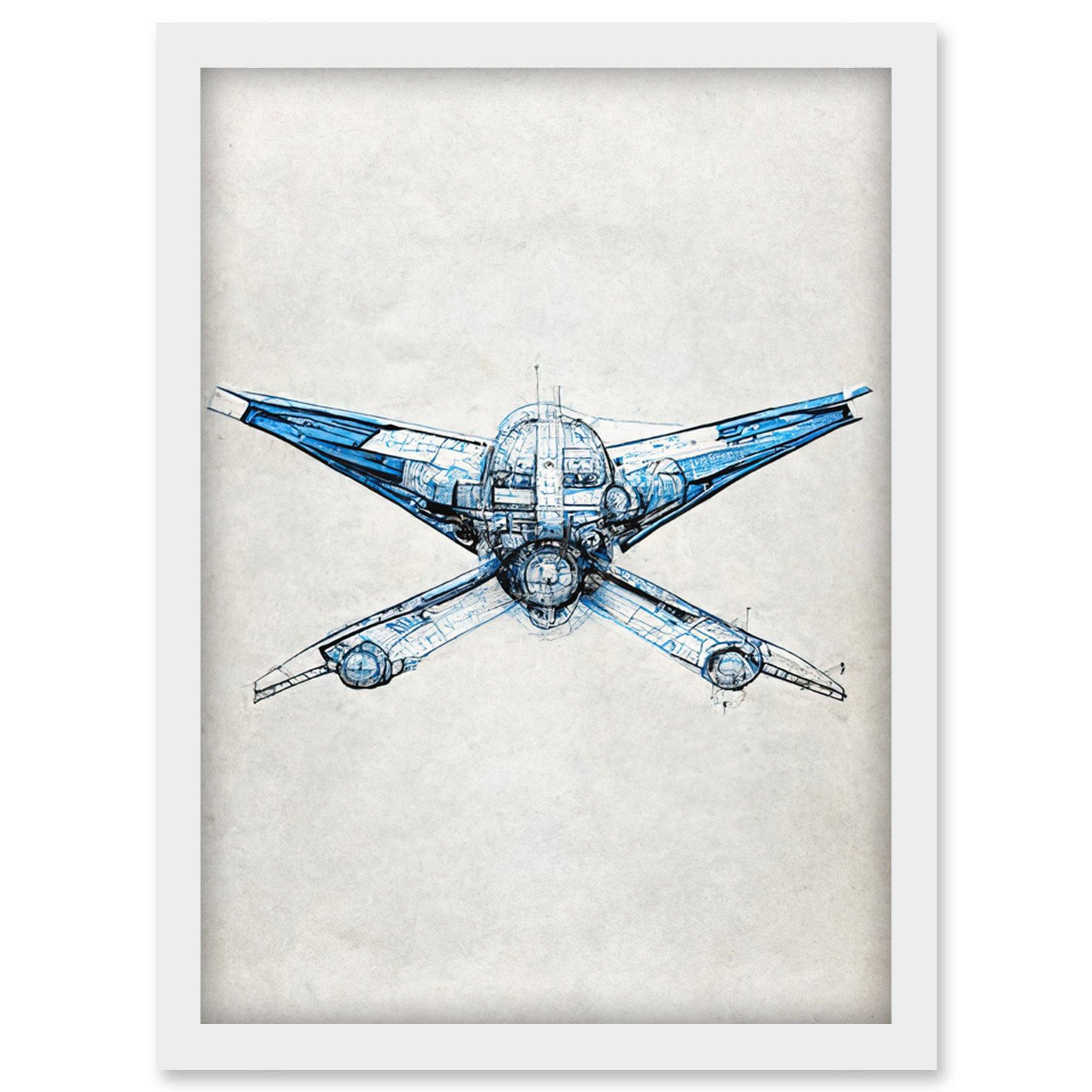 Blueprint Diagram X Wing Fighter Fantasy Fan Art Artwork Framed Wall ...
