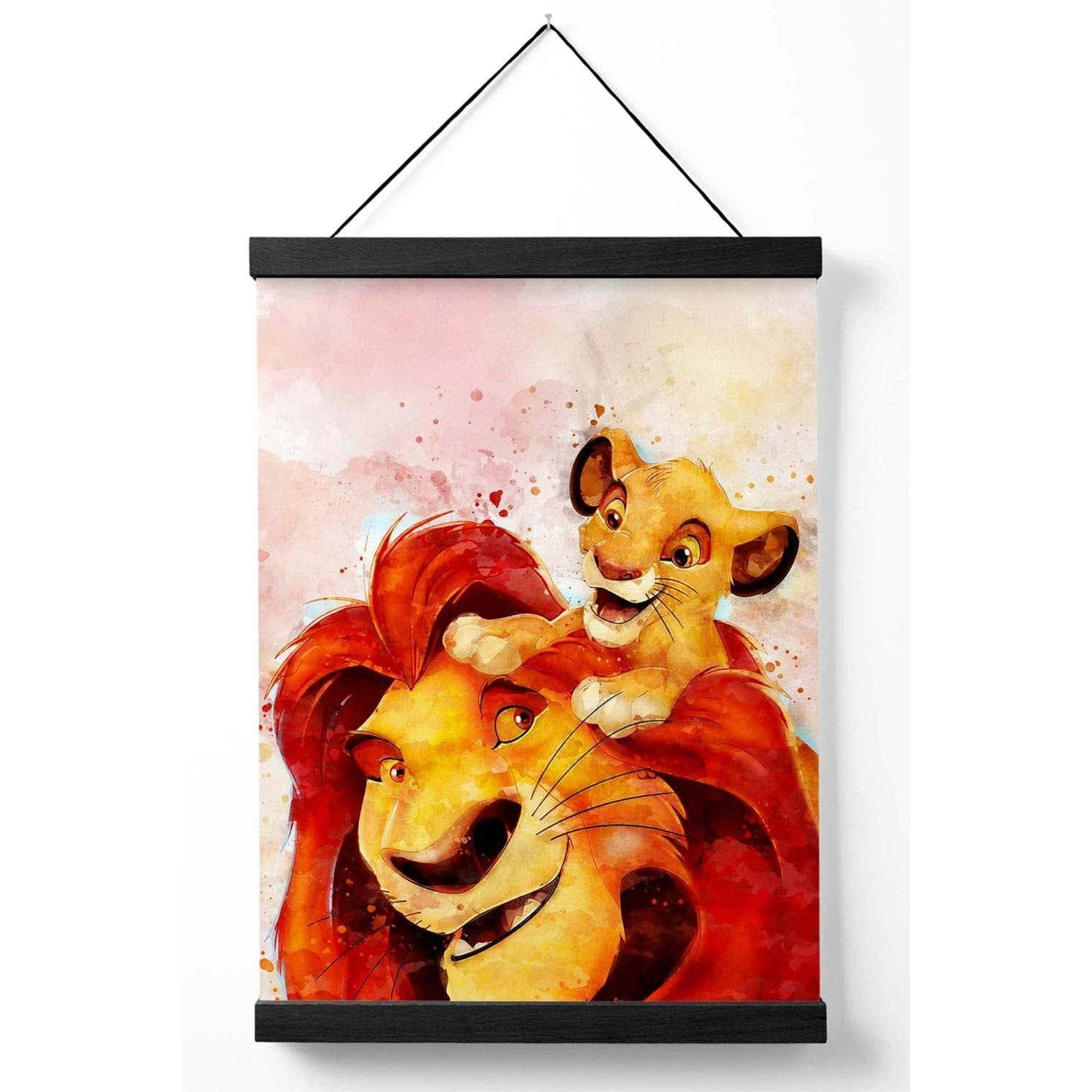 Mufasa and Simba Watercolour Lion King Poster with Black Hanger by ...
