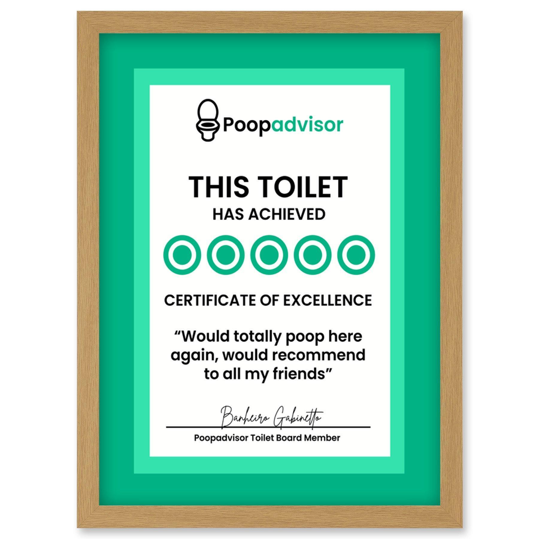 Funny Bathroom Wall Art Five Stars Poop Advisor Toilet Sign Bathroom ...
