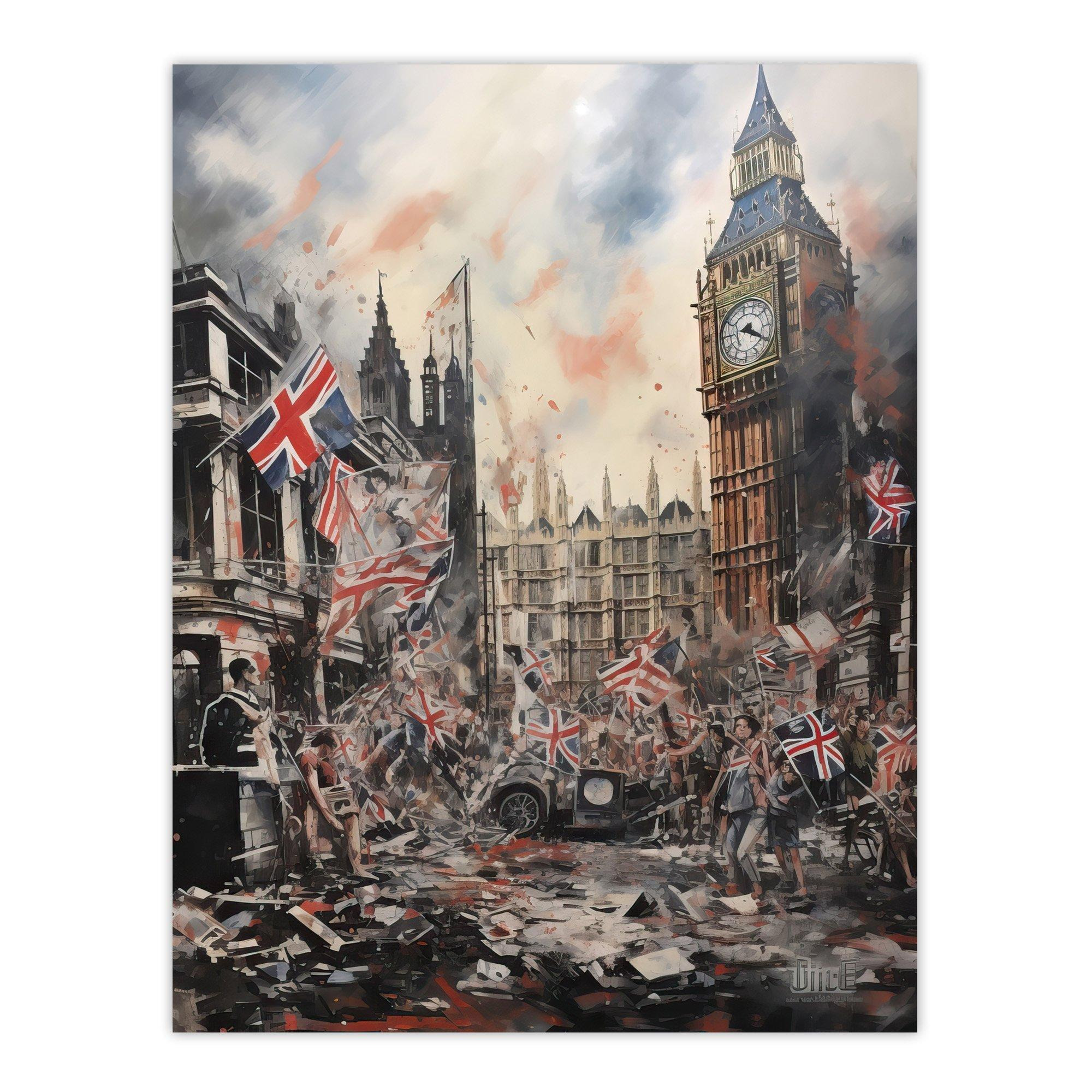 Riot At Westminster Anarchy In The UK Big Ben Chaos Dystopian Unframed ...
