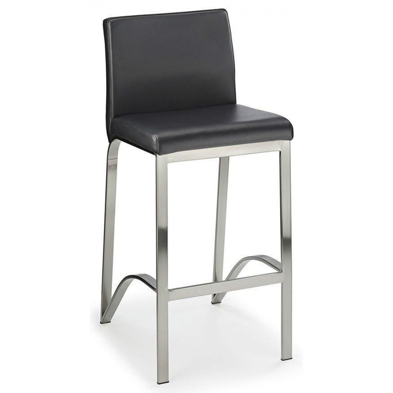 Fozine Breakfast Bar Stool Brushed Fixed Height Real Leather by ...