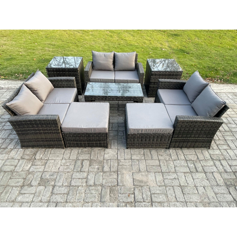 Outdoor U Shape Sofa Set Wicker PE Rattan Garden Furniture Set with ...