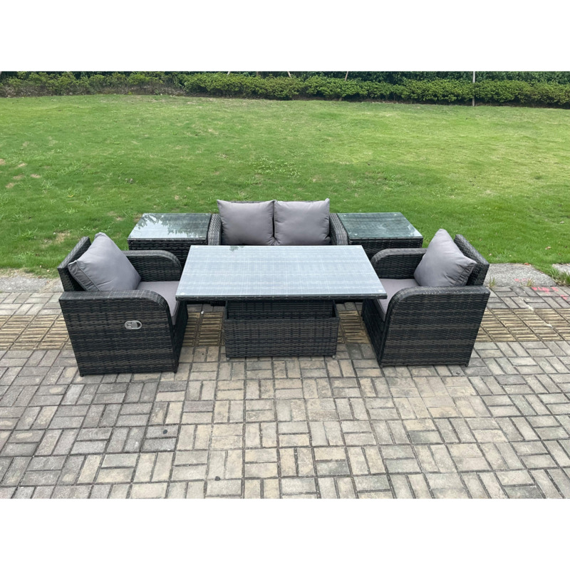 Outdoor Rattan Garden Furniture Set Height Adjustable Rising lifting ...