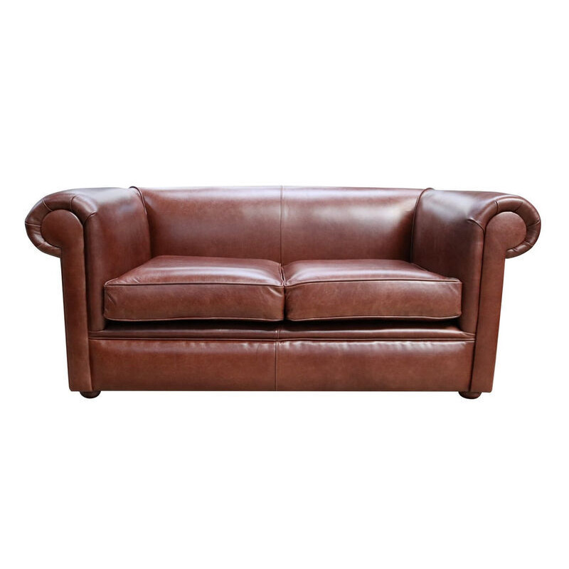 Chesterfield 1930 2 Seater Settee Old English Hazel Leather Sofa by ...