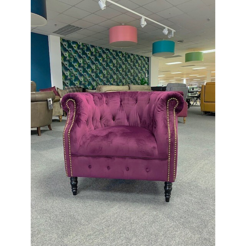 Alexander & James Jude Chair in Plush Brinjal Fabrics With Antique ...