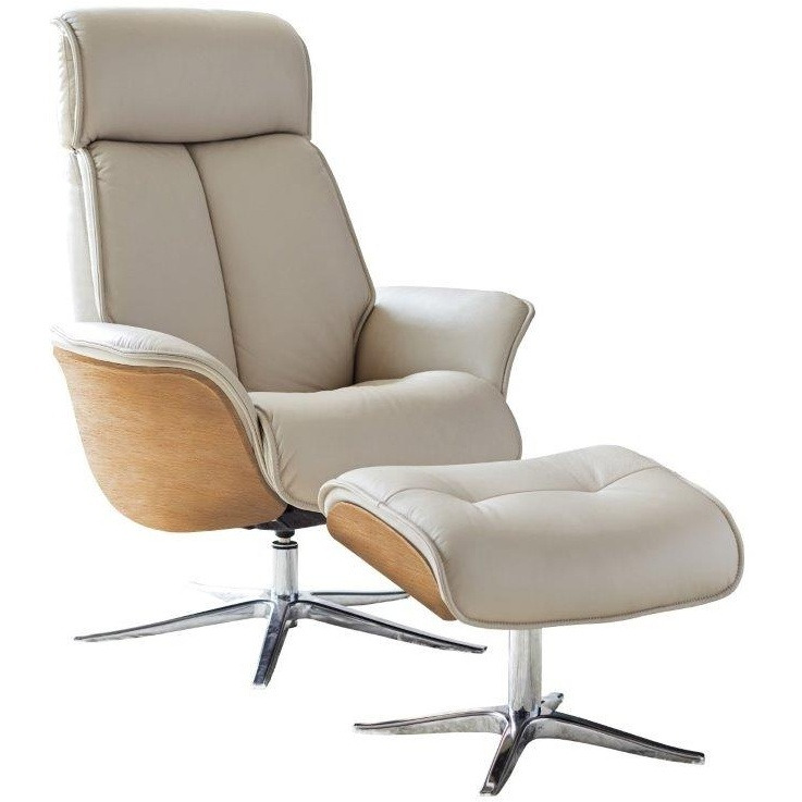 G Plan Ergoform Lund Recliner Chair and Stool With Show Wood - Leather ...