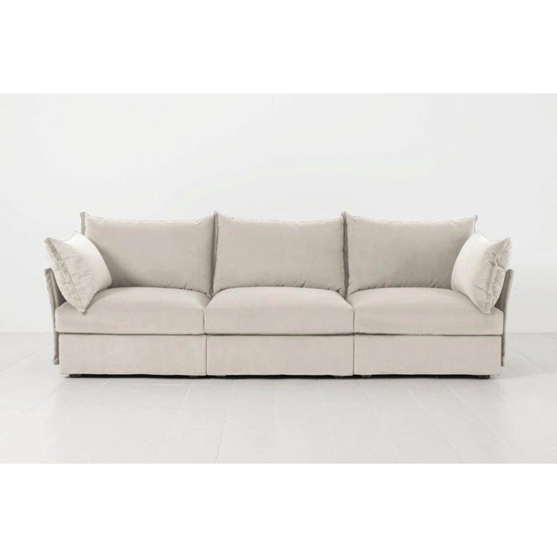 Swyft Model 06 Sofa - Velvet Bone - 3 Seater, Faux Leather by Downtown ...