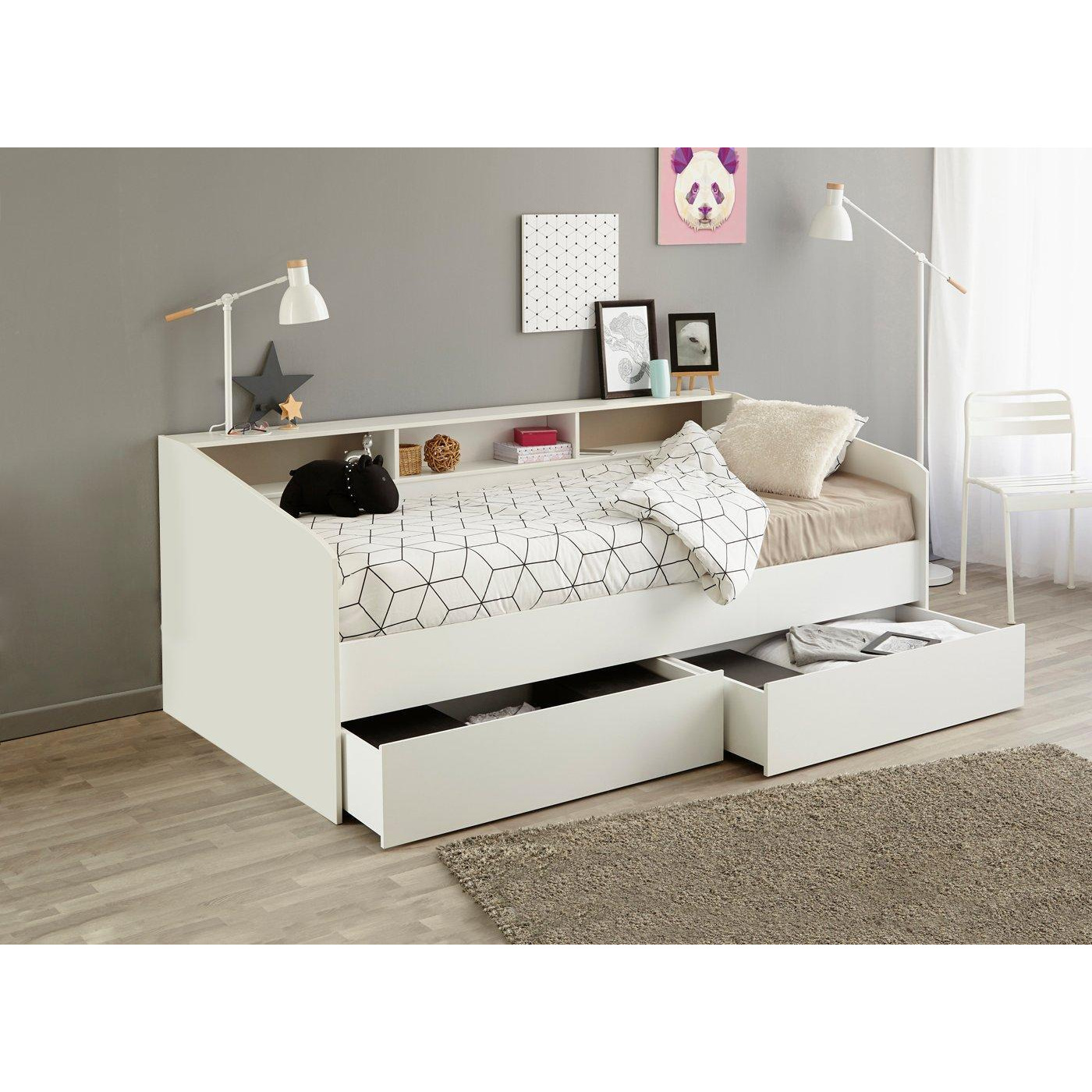 Jamie Day Bed Frame with Storage - 3'0 Single - White by Dreams ...