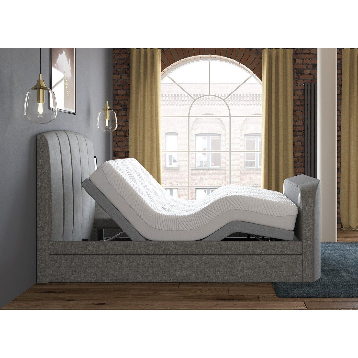Seoul Sleepmotion Adjustable TV Bed Frame - 4'6 Double - Grey by Dreams | ufurnish.com