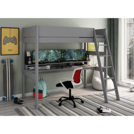 Anderson XL High Sleeper Bed Frame with Desk 3 0 Single Grey by Dreams ufurnish