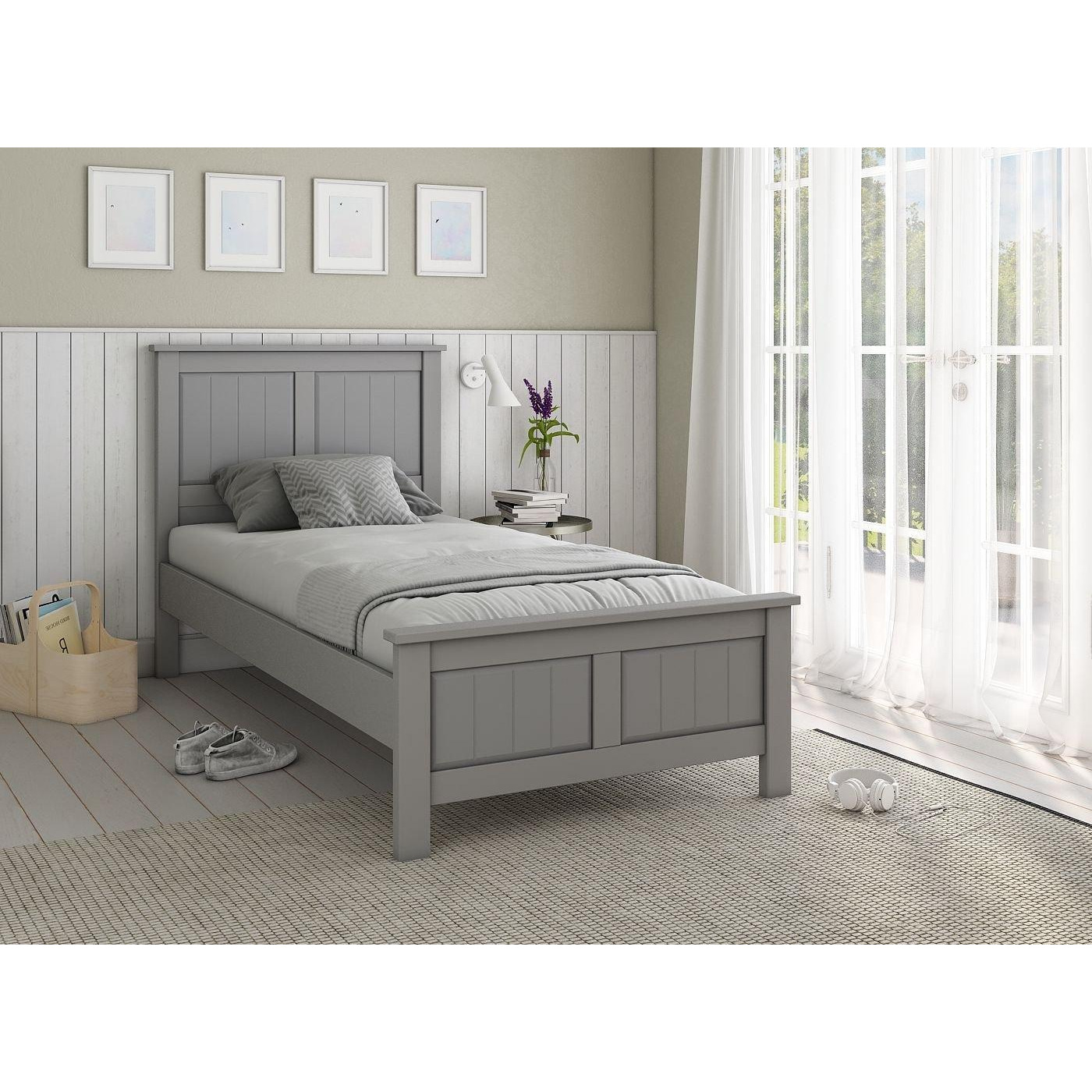 Northwood Wooden Bed Frame - 3'0 Single - Grey by Dreams | ufurnish.com