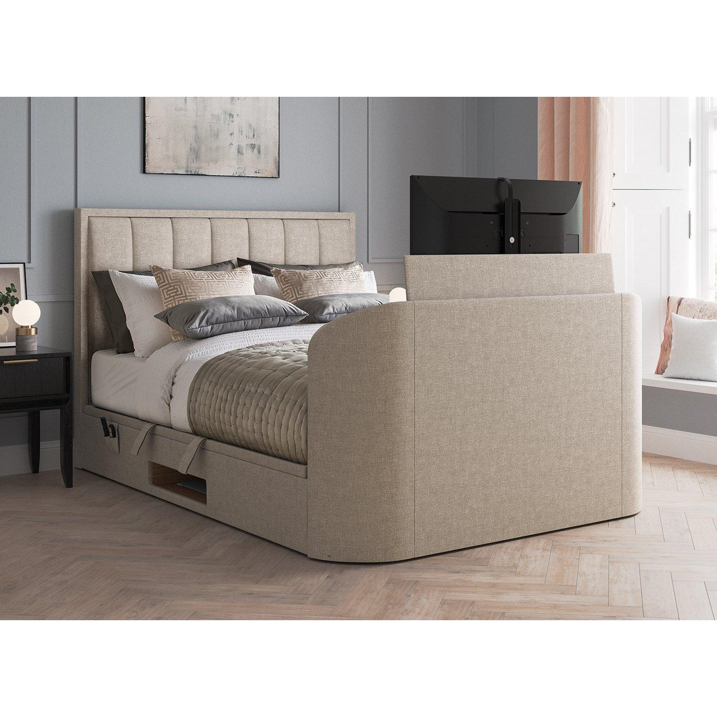 Osaka Ottoman TV Bed - 5'0 King - Cream by Dreams | ufurnish.com