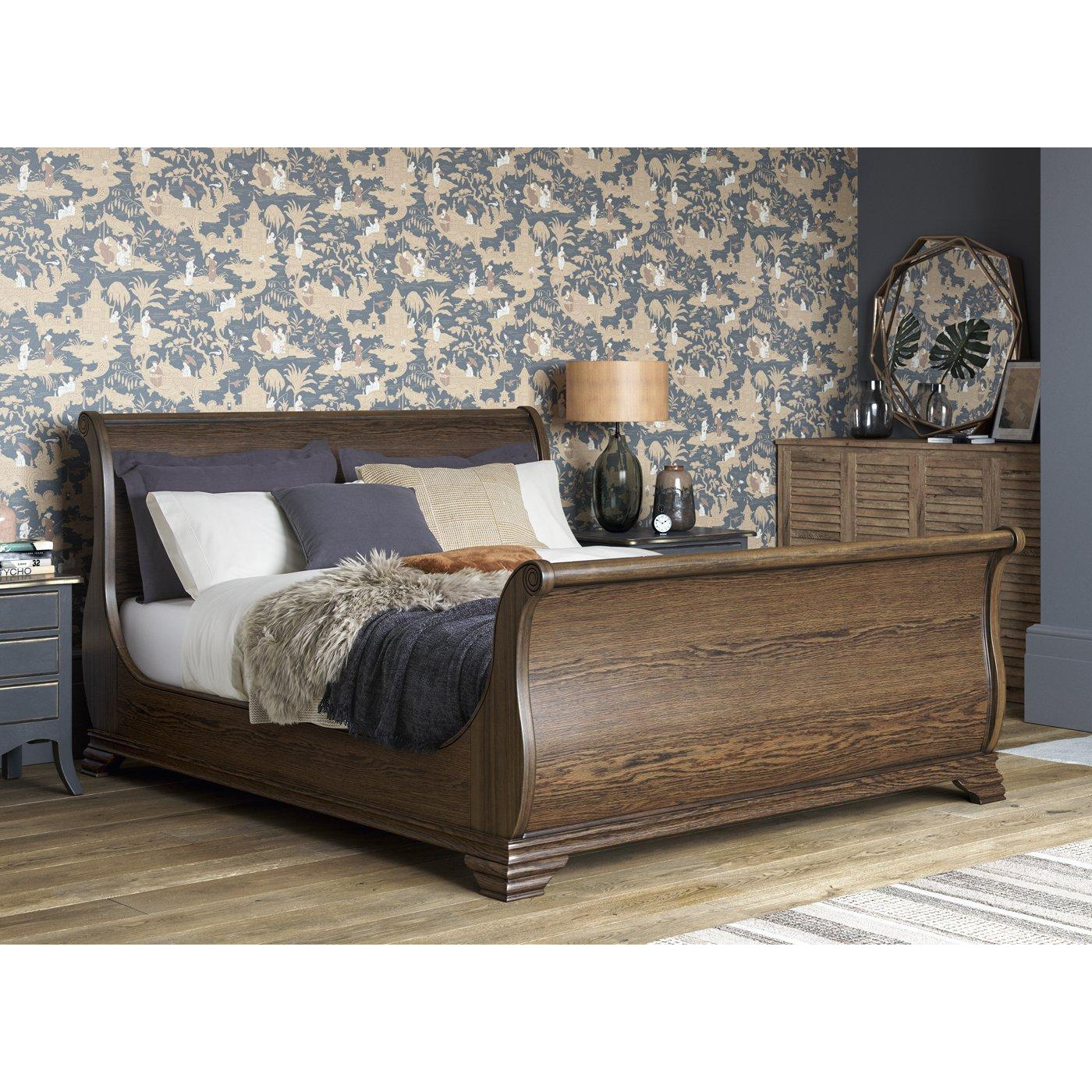 Northway Wooden Sleigh Bed Frame - 5'0 King - Brown by Dreams ...