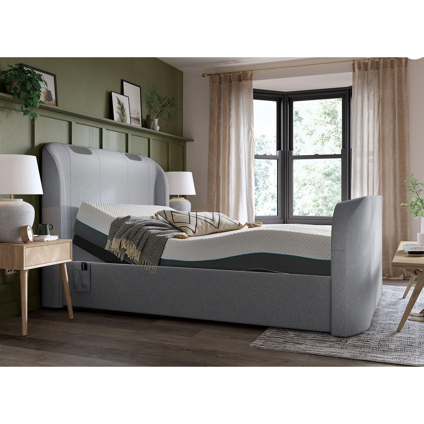 Sapporo Sleepmotion Adjustable LG TV Bed with Surround Sound - 6'0 Super King - Grey by Dreams ...