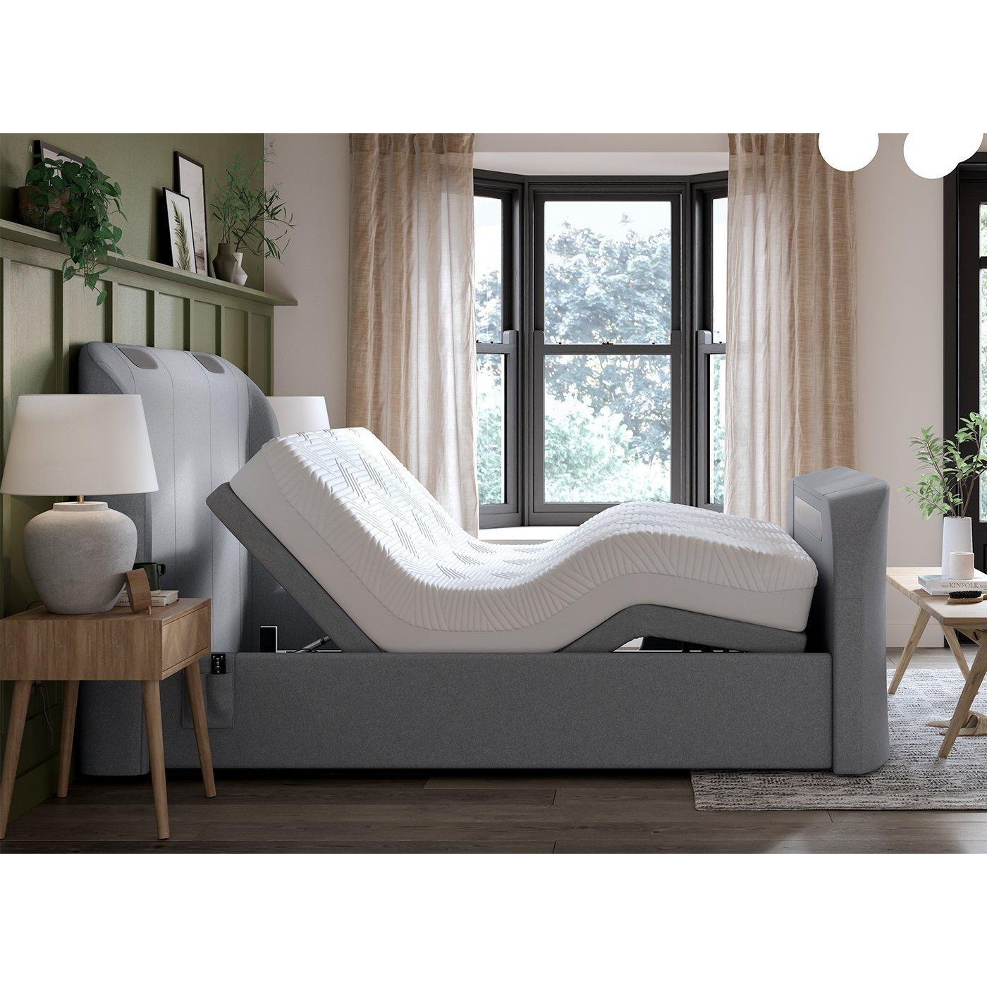 Sapporo Sleepmotion Adjustable LG TV Bed with Surround Sound - 6'0 Super King - Grey by Dreams ...