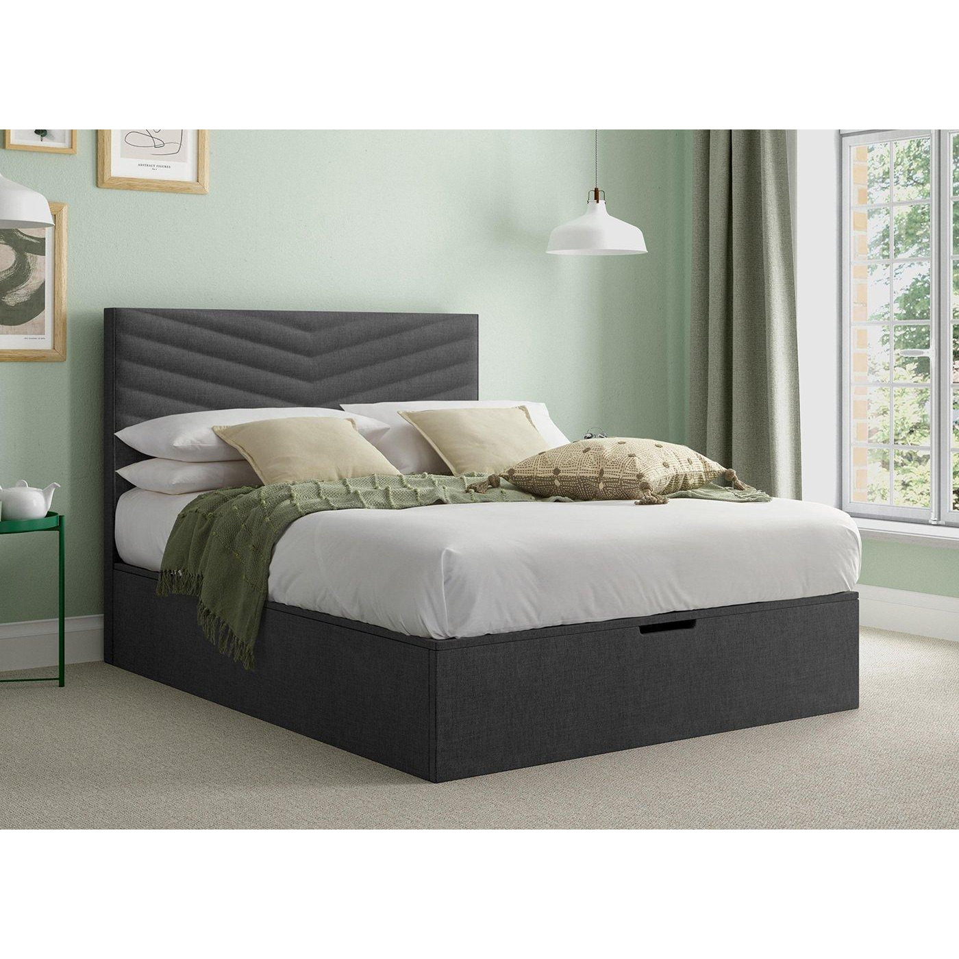Nuttall Upholstered Ottoman Bed Frame - 5'0 King - Grey by Dreams ...