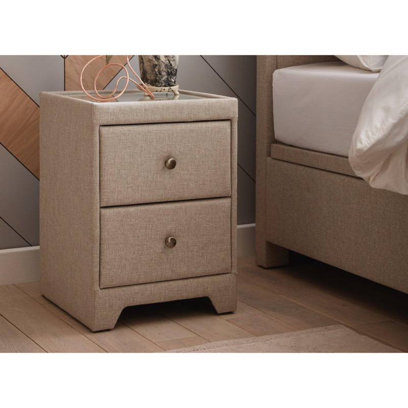 Kimberley Upholstered Bedside Table - Oatmeal - Cream by Dreams ...