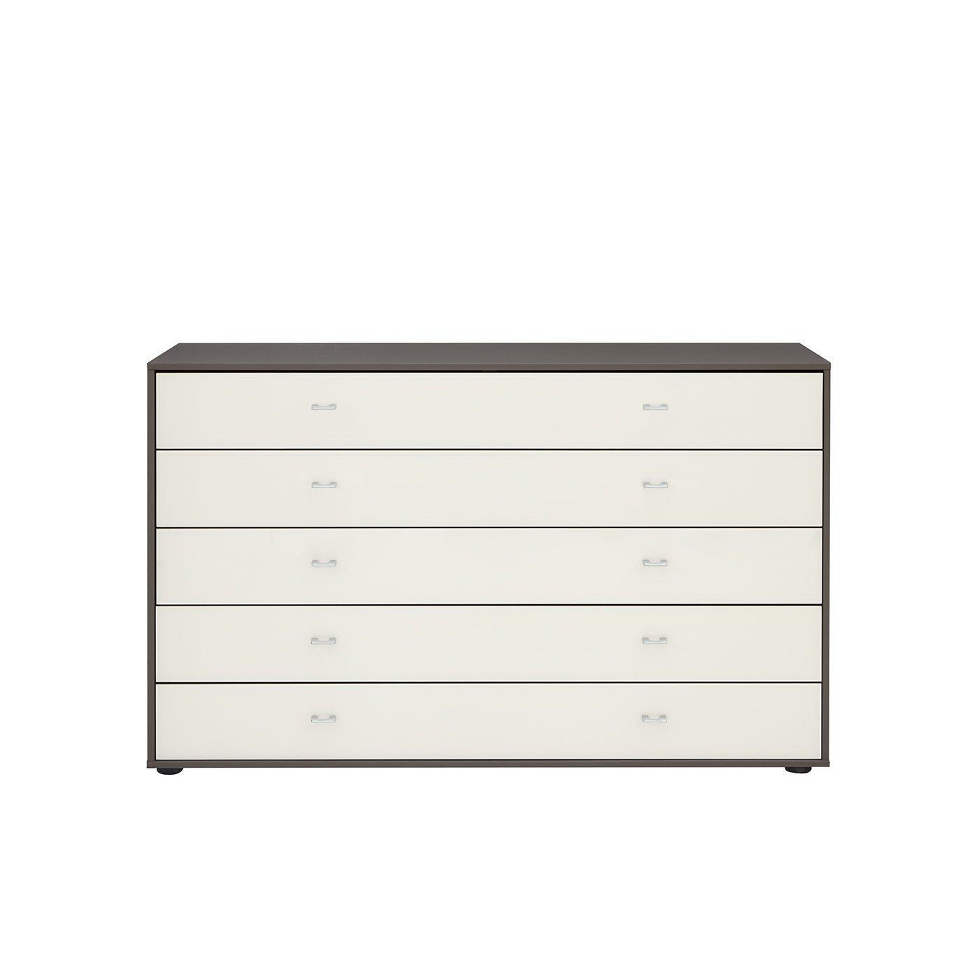 Memphis 5-Drawer Wide Chest - Grey by Dreams | ufurnish.com