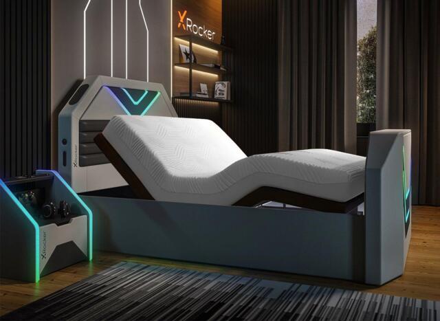 X Rocker Nebula Sleepmotion Adjustable TV Bed Frame - 4'6 Double - Grey ...