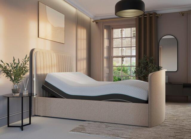 Alexis Sleepmotion Adjustable LG TV Bed Frame - 6'0 Super king - Cream by Dreams | ufurnish.com