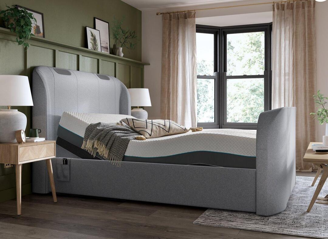 Sapporo Sleepmotion Adjustable LG TV Bed with Surround Sound 4 6 Double Grey by Dreams ufurnish