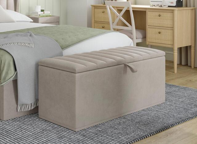 Octavia Upholstered Blanket Box - Grey by Dreams | ufurnish.com