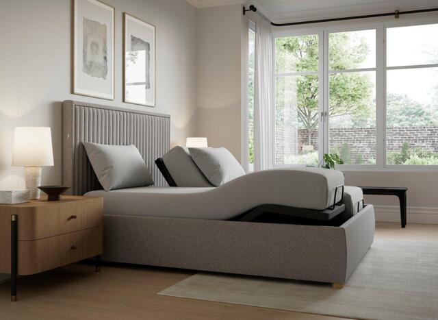 TEMPUR® Duxford Ergomotion Adjustable Upholstered Bed Frame - 6'0 Super king - Grey by Dreams ...