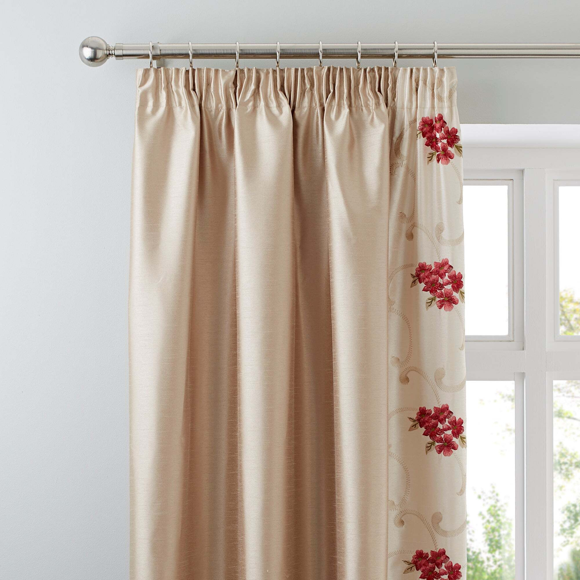 Juliet Red Thermal Pencil Pleat Curtains Red/Brown by Dunelm | ufurnish.com