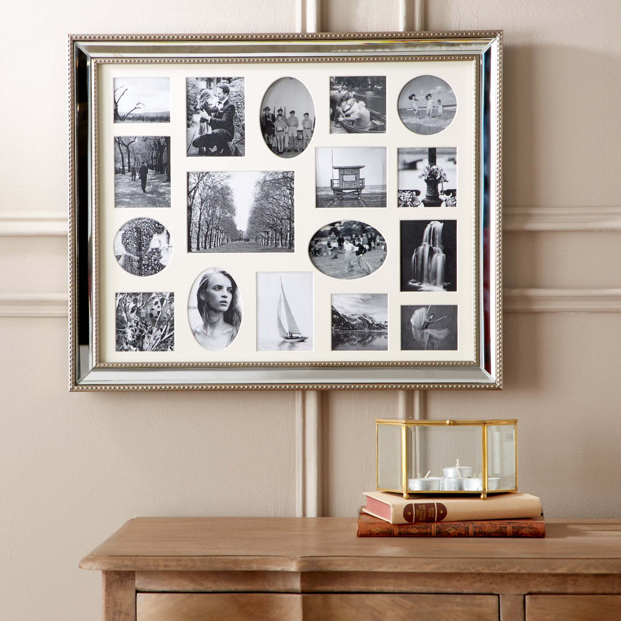 Dorma Champagne 17 Aperture Mirrored Photo Frame Cream by Dunelm ...