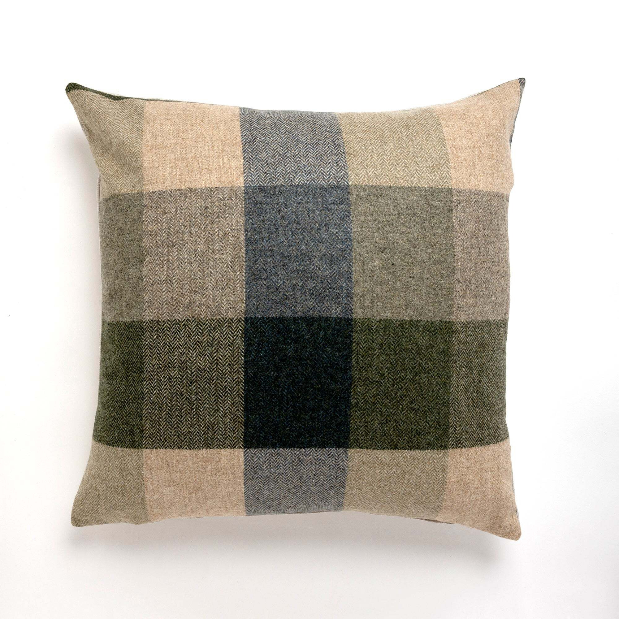 Large Heritage Check Cushion Green by Dunelm | ufurnish.com