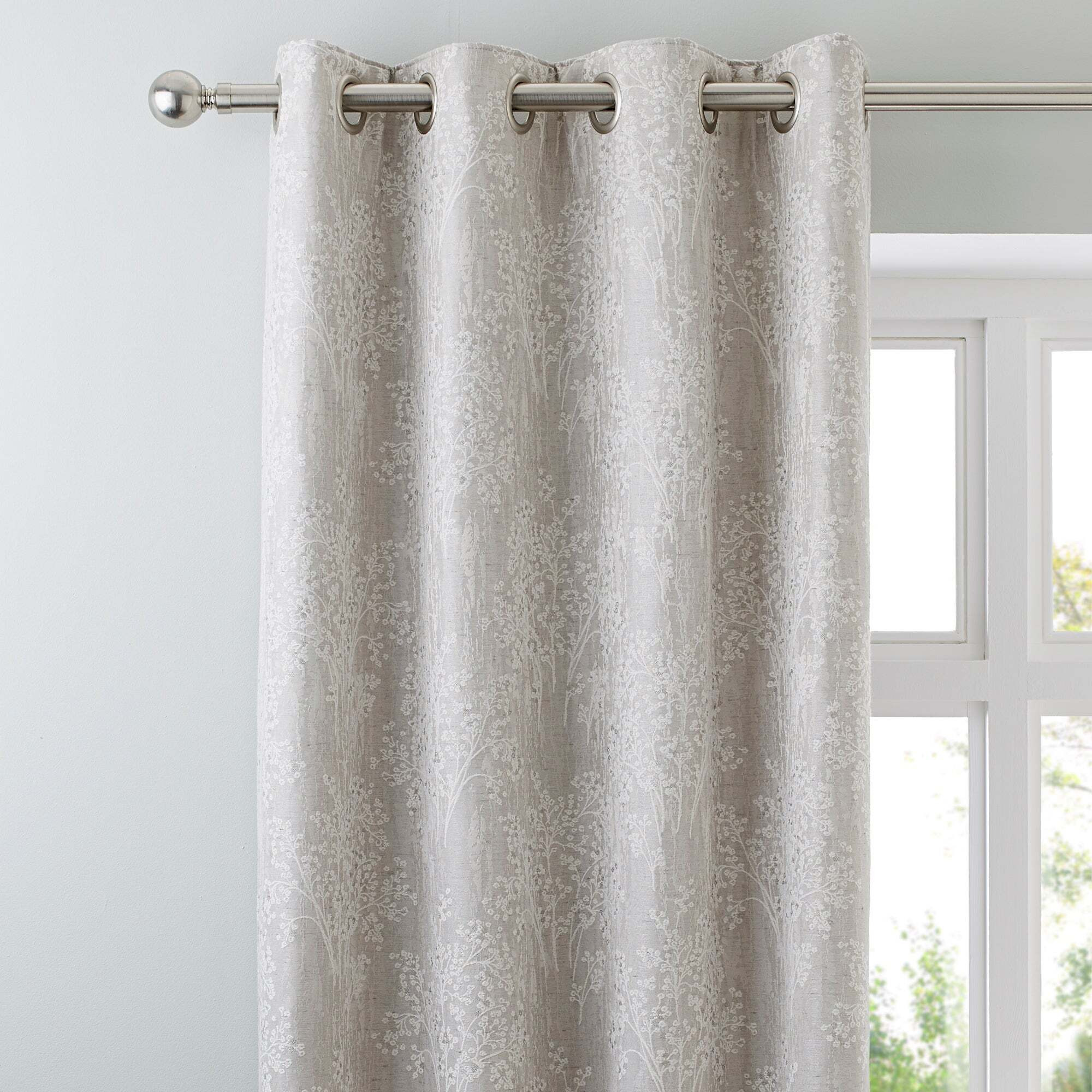 Adrianna Natural Eyelet Curtains Brown by Dunelm | ufurnish.com