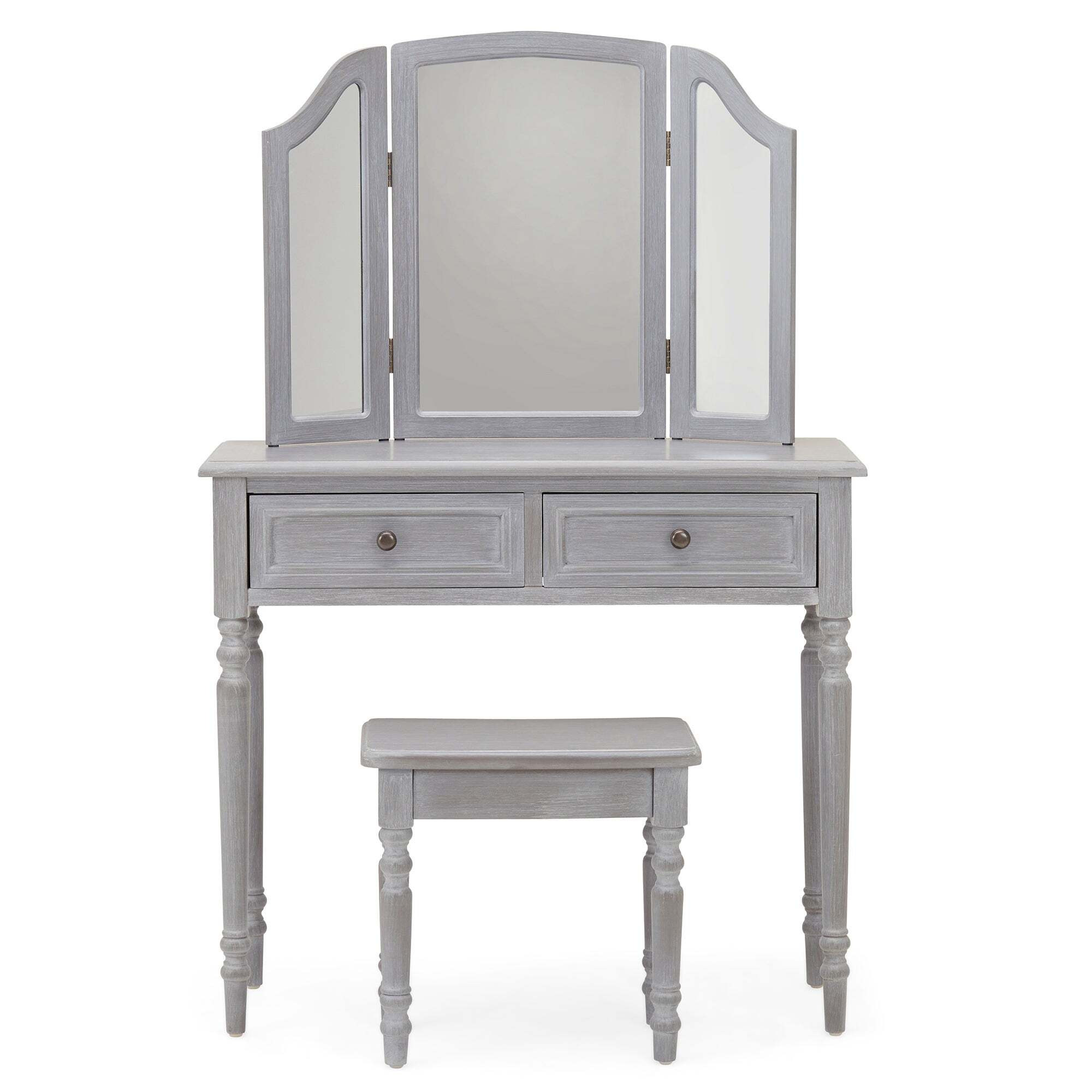 Lucy Cane 2 Drawer Dressing Table Set with Mirror Grey by Dunelm ...
