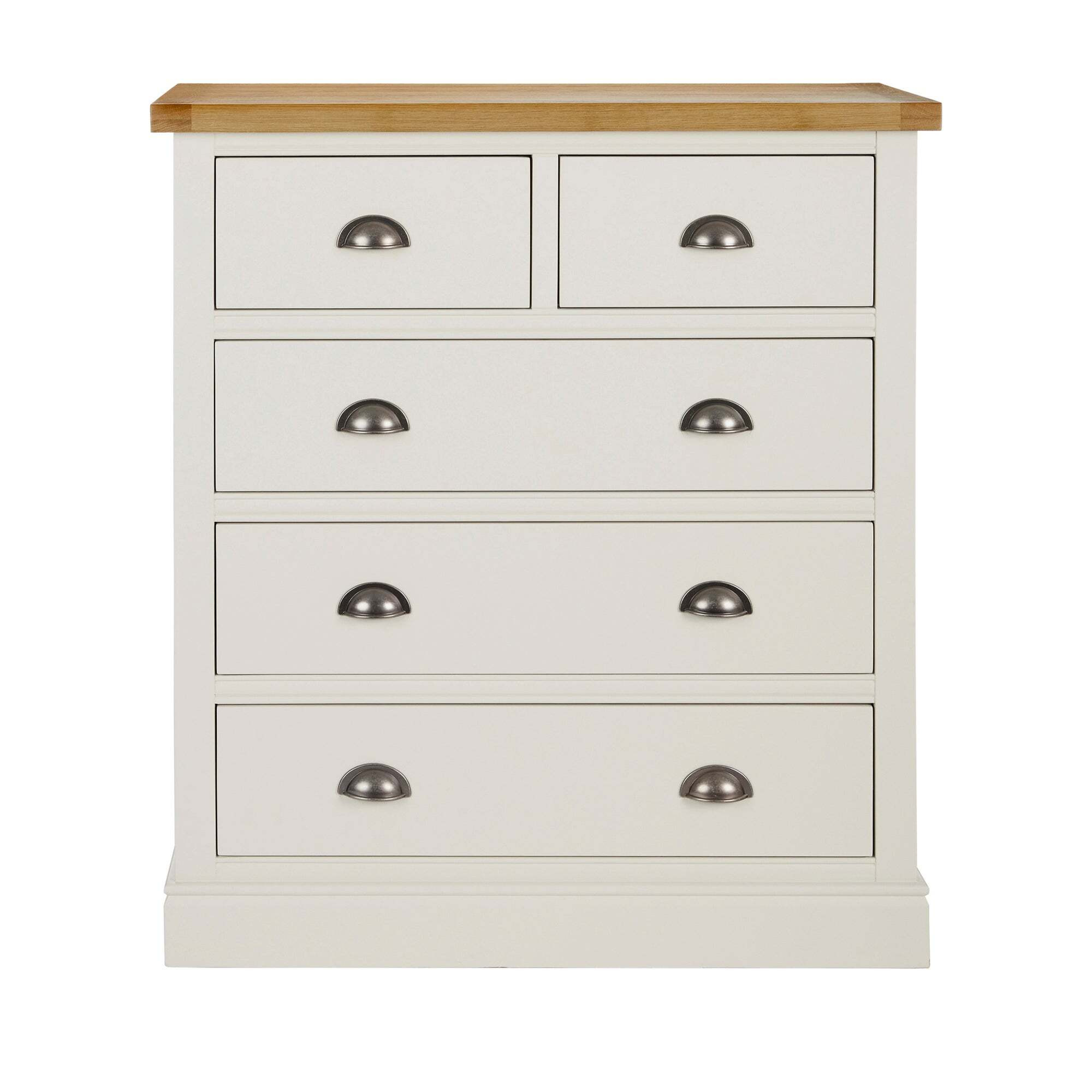 Compton 5 Drawer Chest Ivory Oak Cream and Brown by Dunelm ufurnish