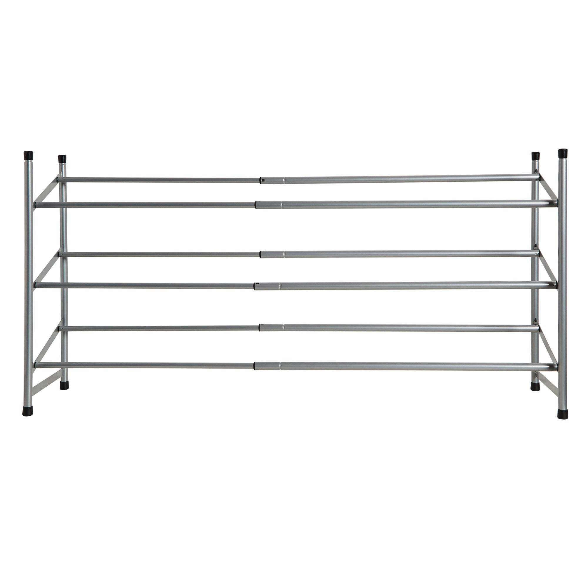 3 Tier Extendable Shoe Rack Silver by Dunelm | ufurnish.com
