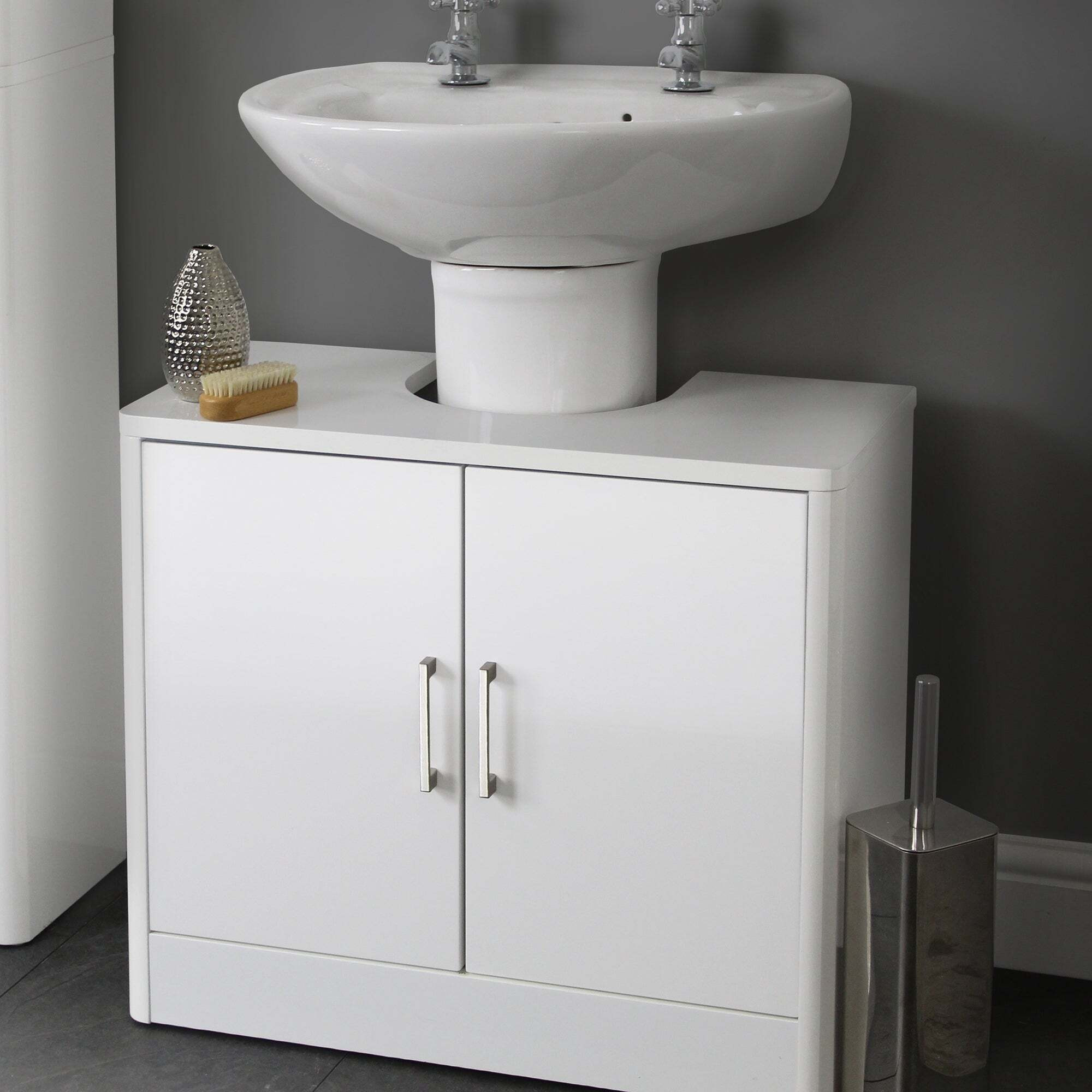 Sicily White Bathroom Vanity Unit White by Dunelm | ufurnish.com