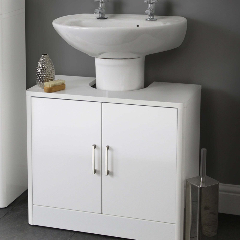 Sicily White Bathroom Vanity Unit White by Dunelm | ufurnish.com