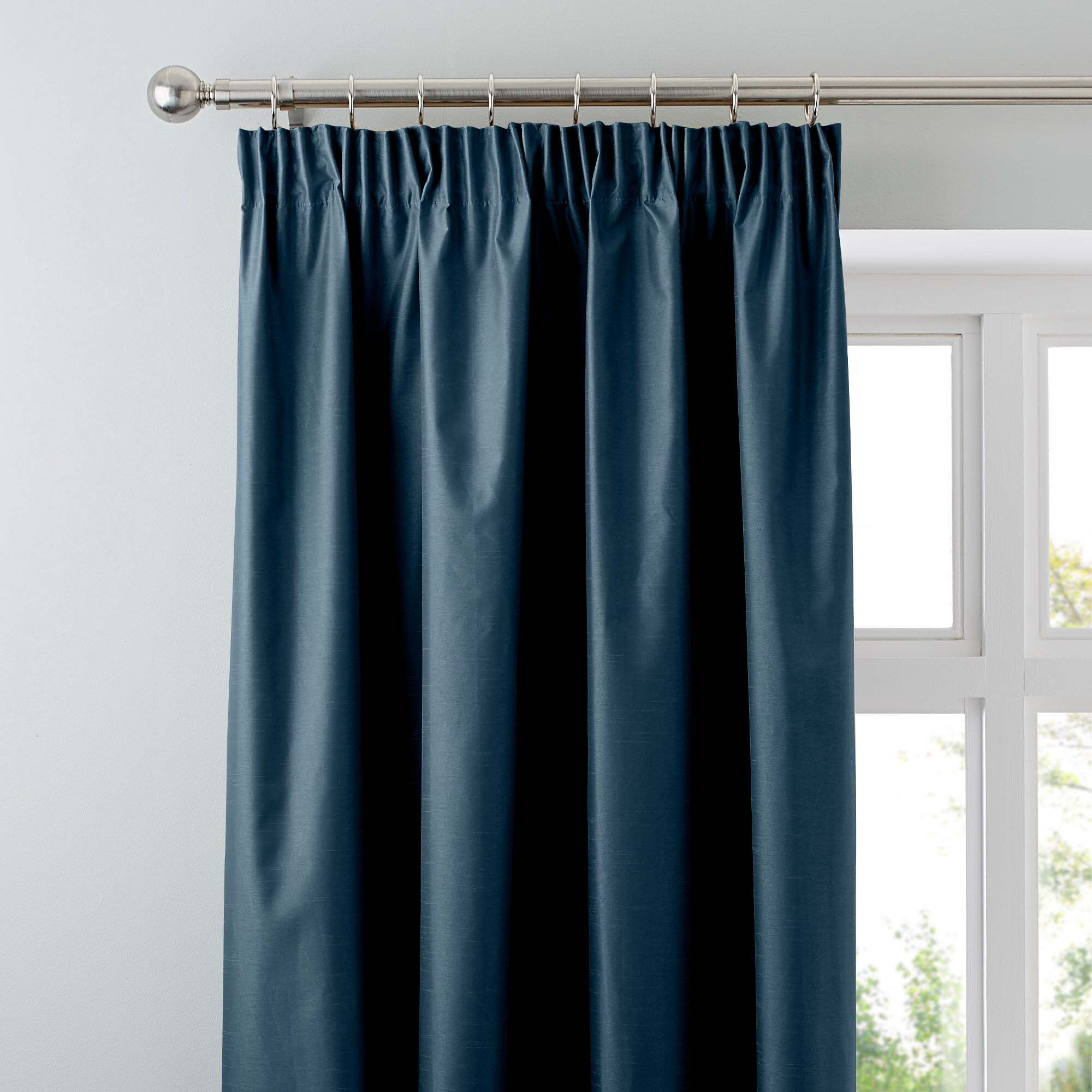 Nova Dark Blue Blackout Pencil Pleat Curtains Blue by Dunelm | ufurnish.com