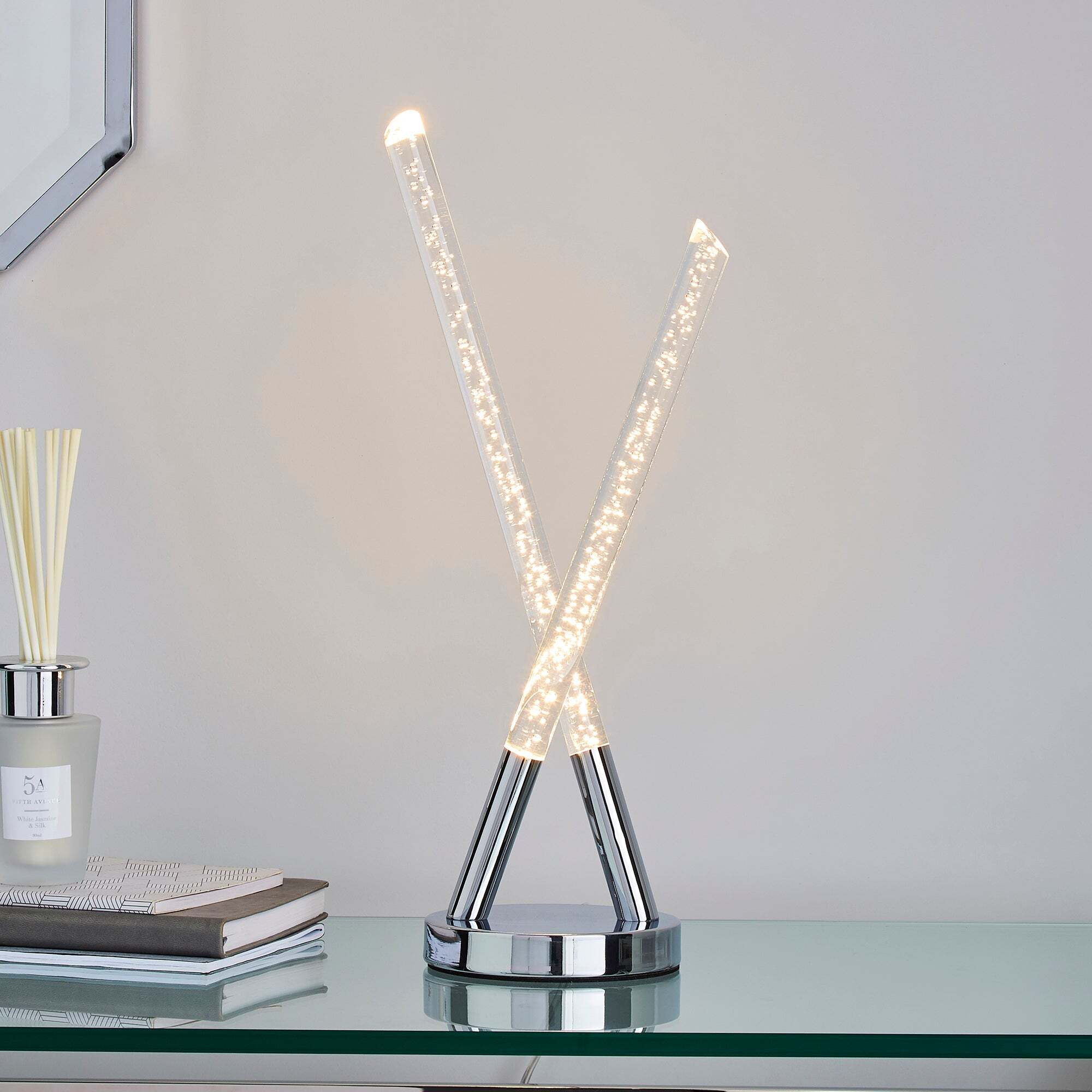 Tassani 2 Light Integrated LED Bubble Glass Table Lamp Silver/Chrome by ...