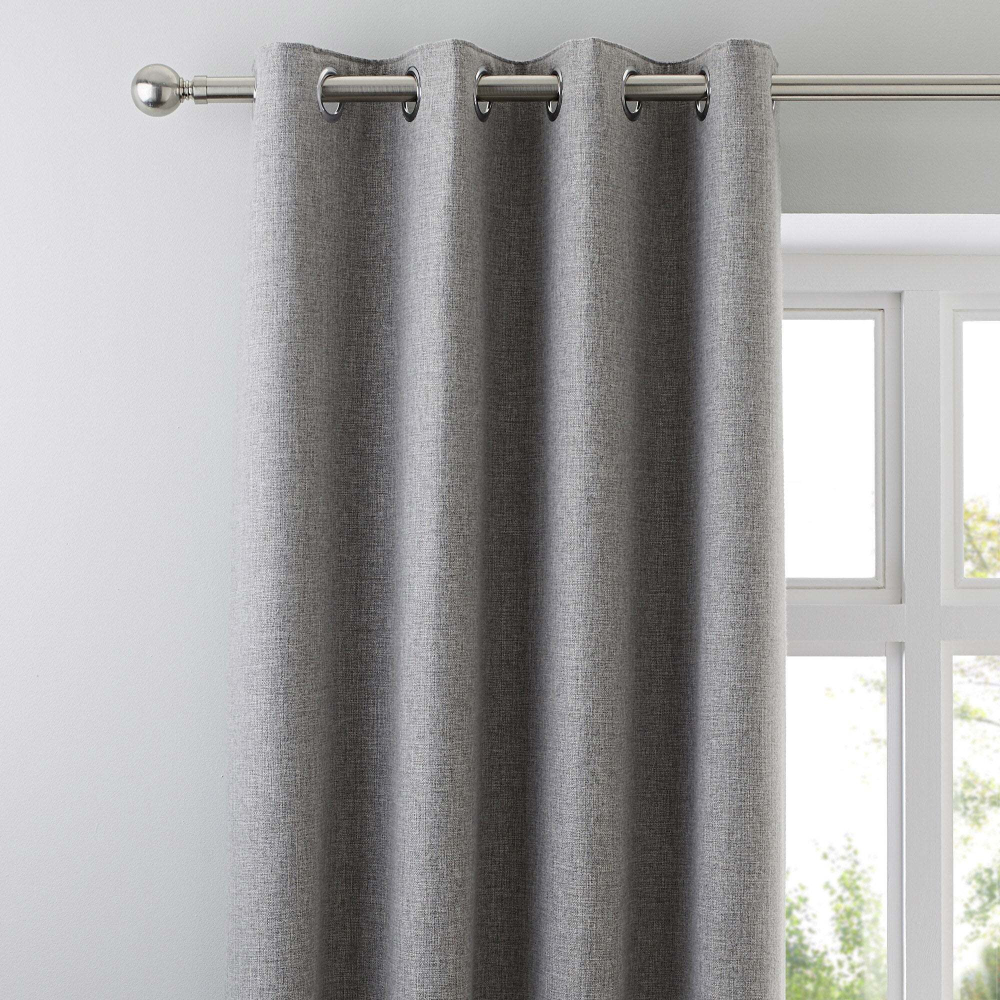 Jennings Grey Thermal Eyelet Curtains Grey by Dunelm | ufurnish.com