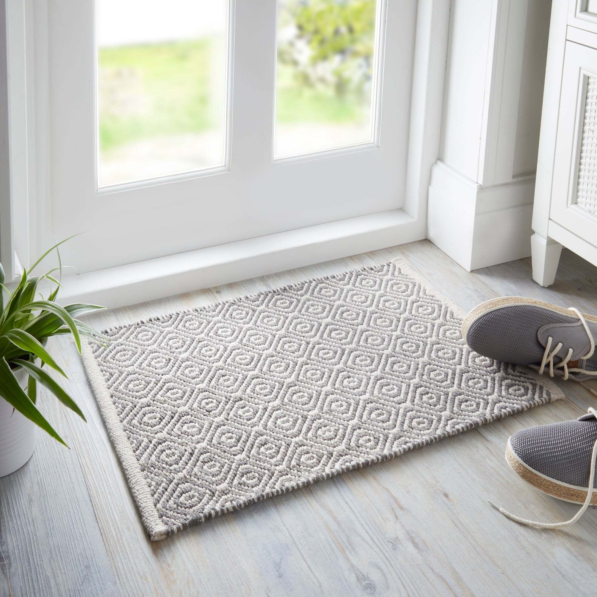 Diamond Weave Grey Doormat Grey by Dunelm | ufurnish.com