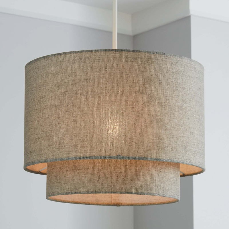 Sara Two Tier Lamp Shade Grey Grey by Dunelm | ufurnish.com