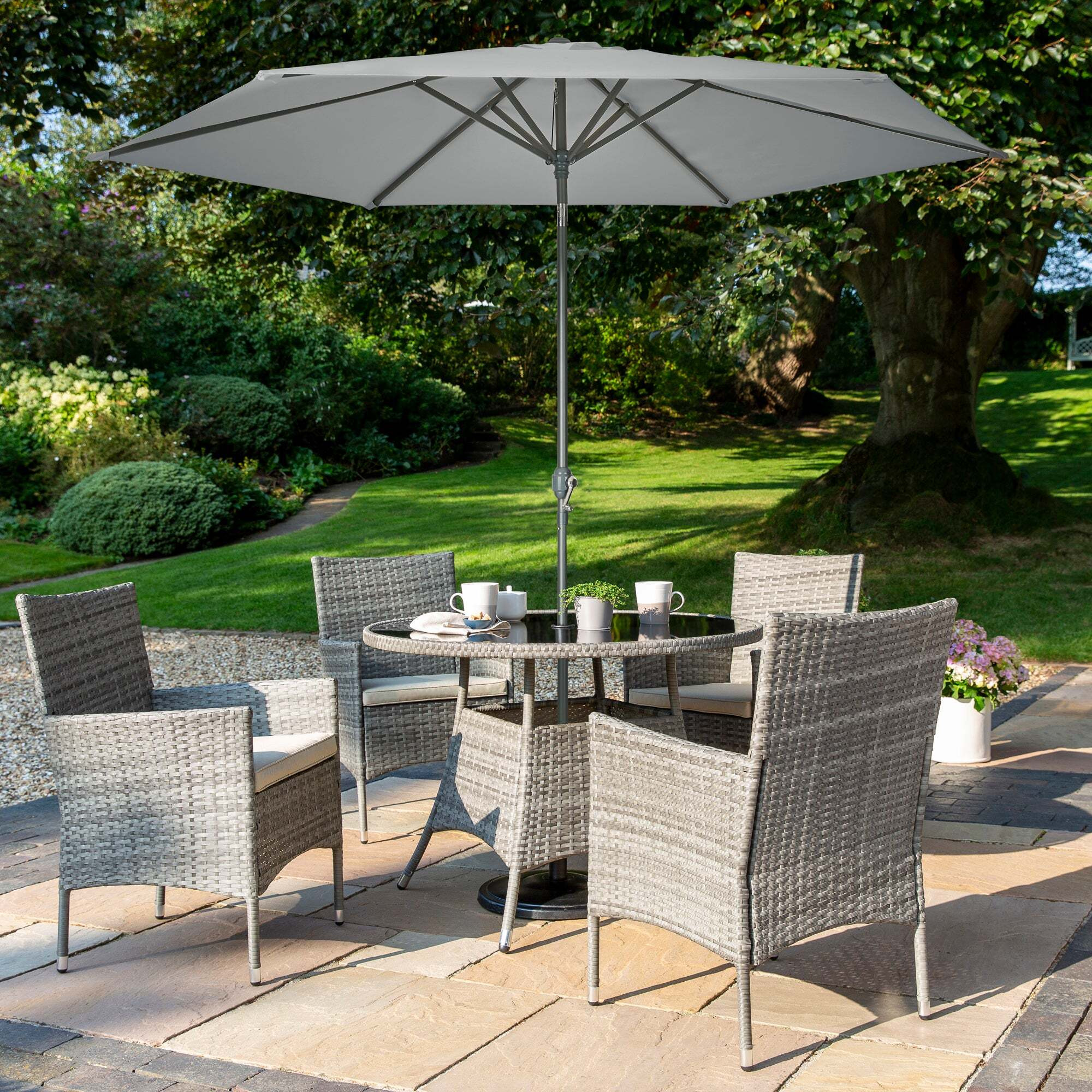 2.7m Grey Crank Parasol Grey by Dunelm | ufurnish.com
