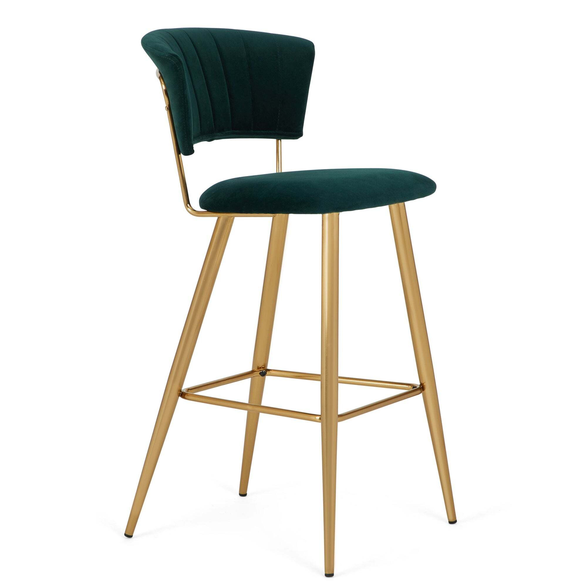 Kendall Bar Stool, Velvet Green and Brown by Dunelm | ufurnish.com