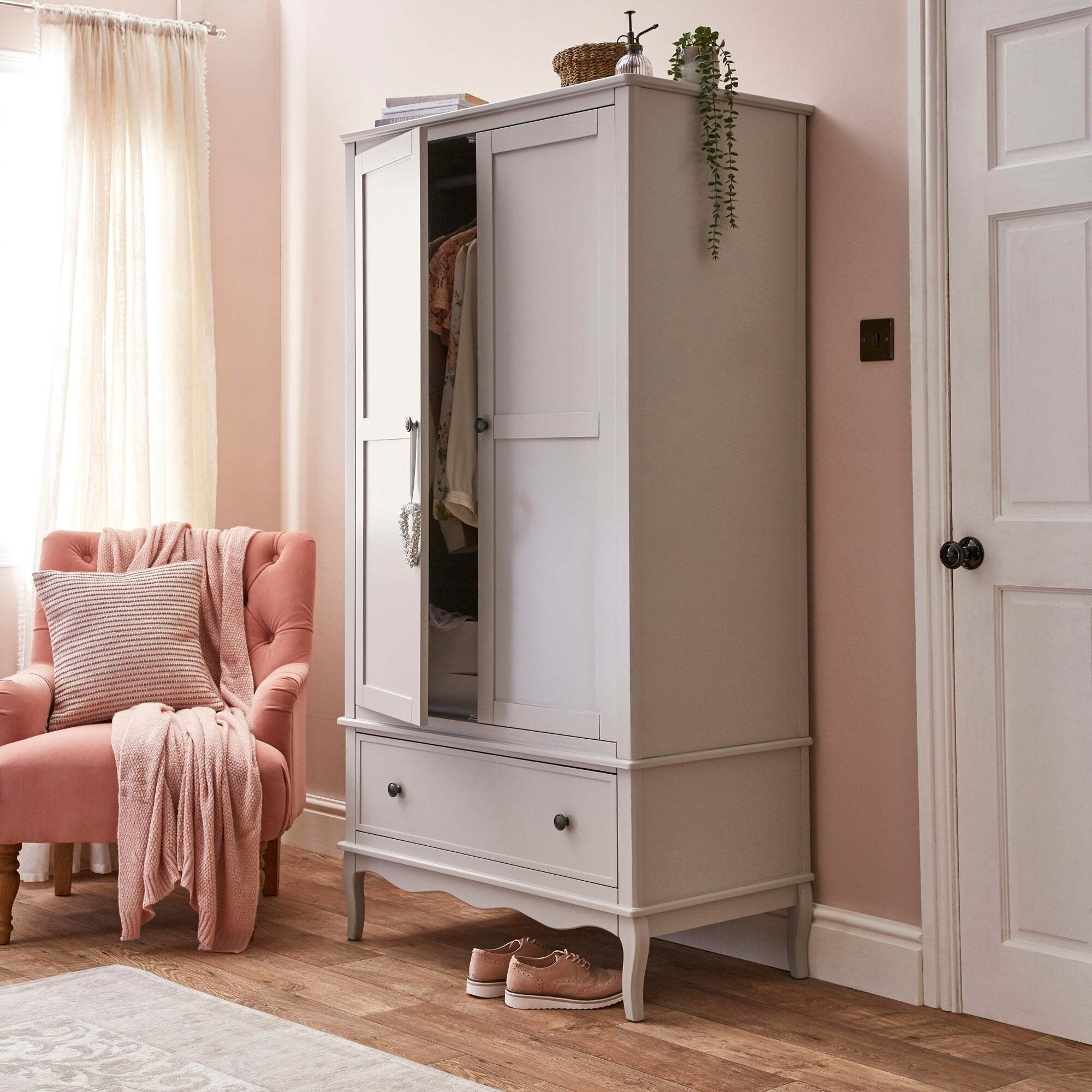 Clara Double 1 Drawer Wardrobe, Grey Grey by Dunelm | uFurnish.com
