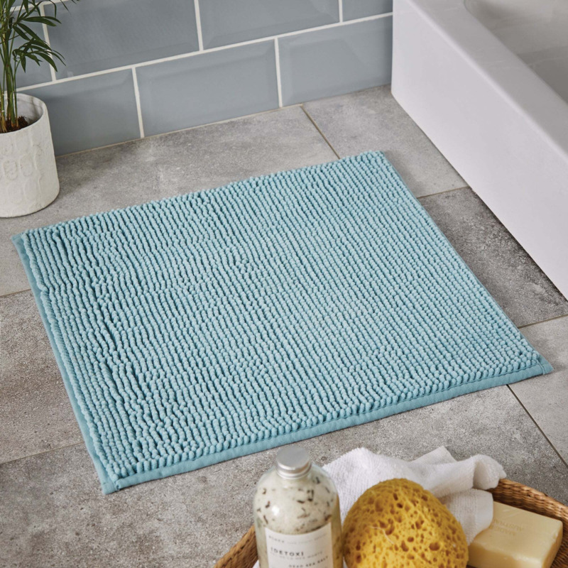 Duck Egg Mini Bobble Shower Mat Blue by Dunelm | ufurnish.com