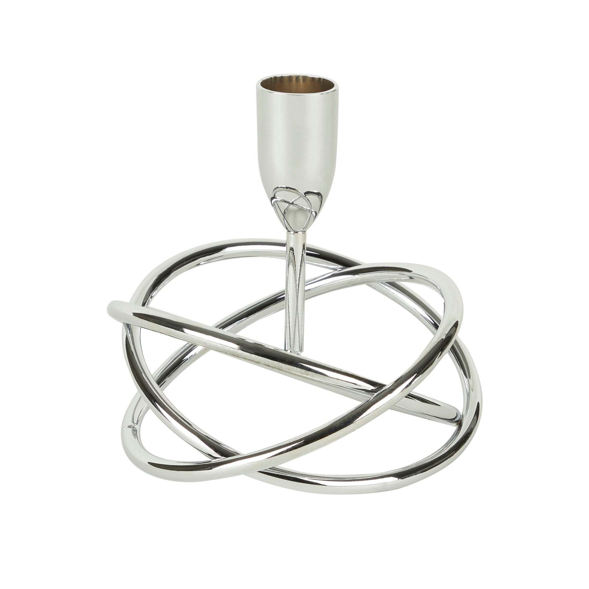 Dorma Circle Silver Candlestick Silver by Dunelm | ufurnish.com