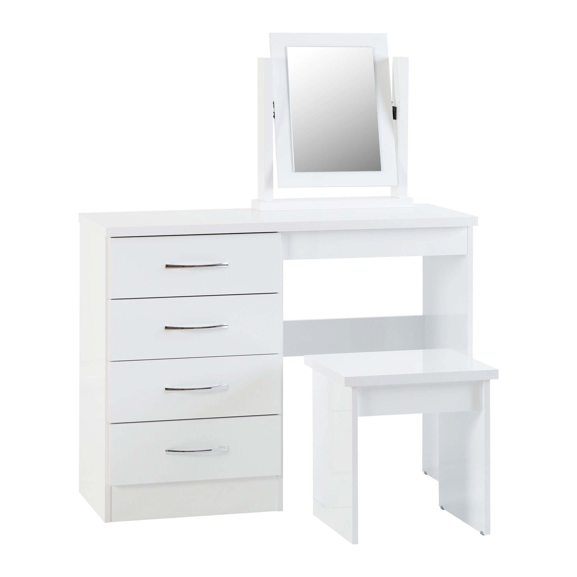 Nevada 4 Drawer Dressing Table Set with Mirror White by Dunelm ...